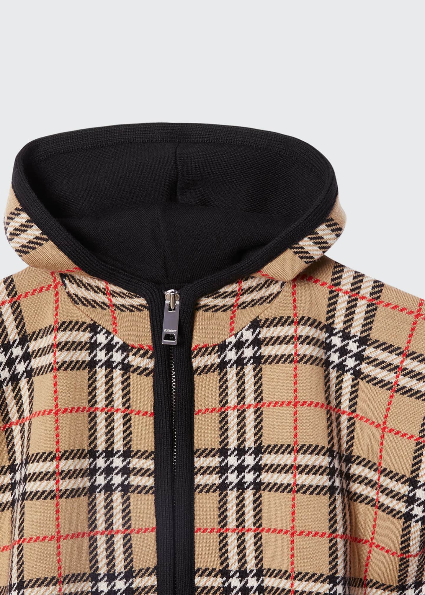 Burberry Kid's Hooded Check Zip-Up Cape, Size S-L - Bergdorf Goodman