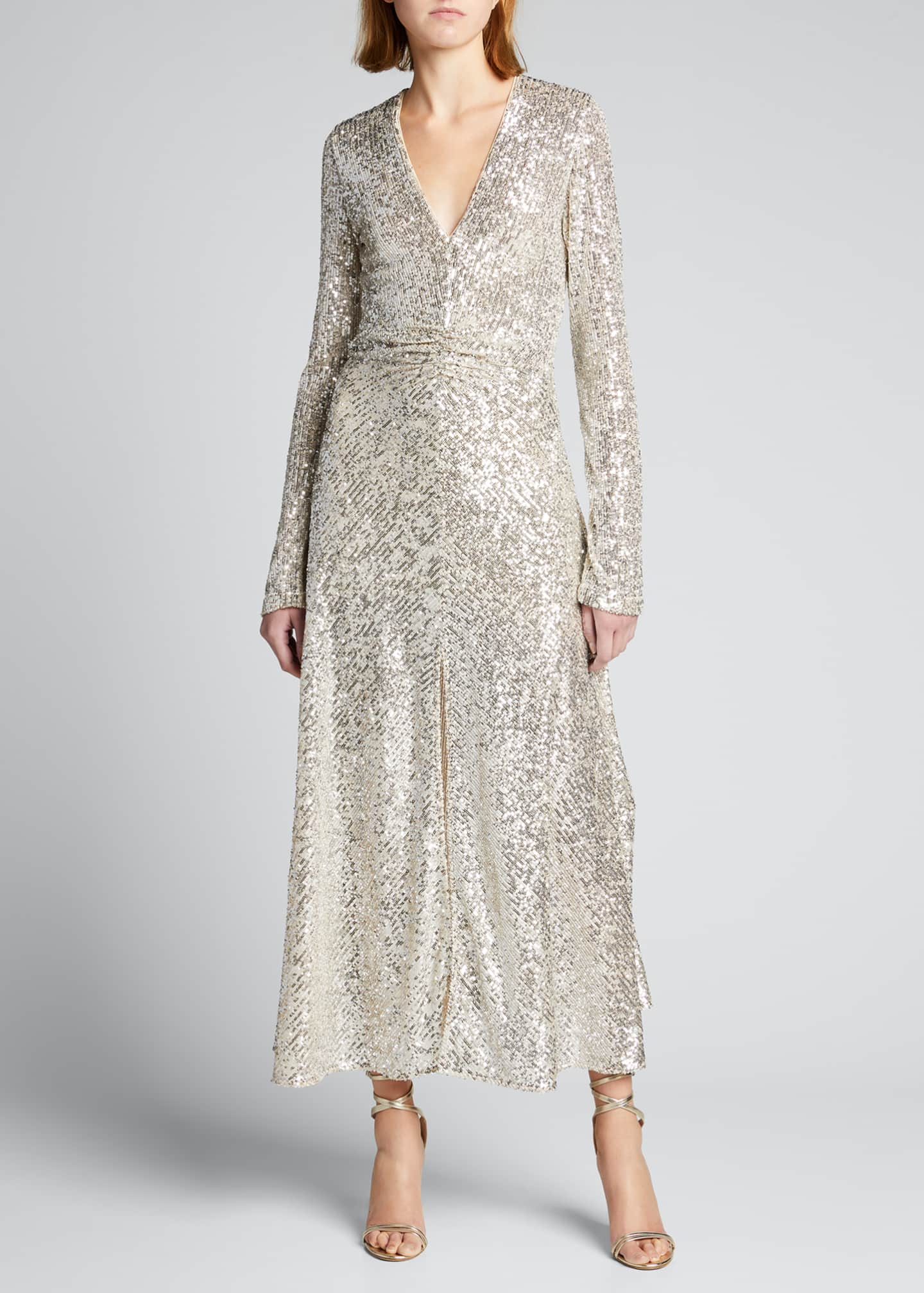 Rotate Birger Christensen Sierra Sequined Long-Sleeve Cocktail Dress ...