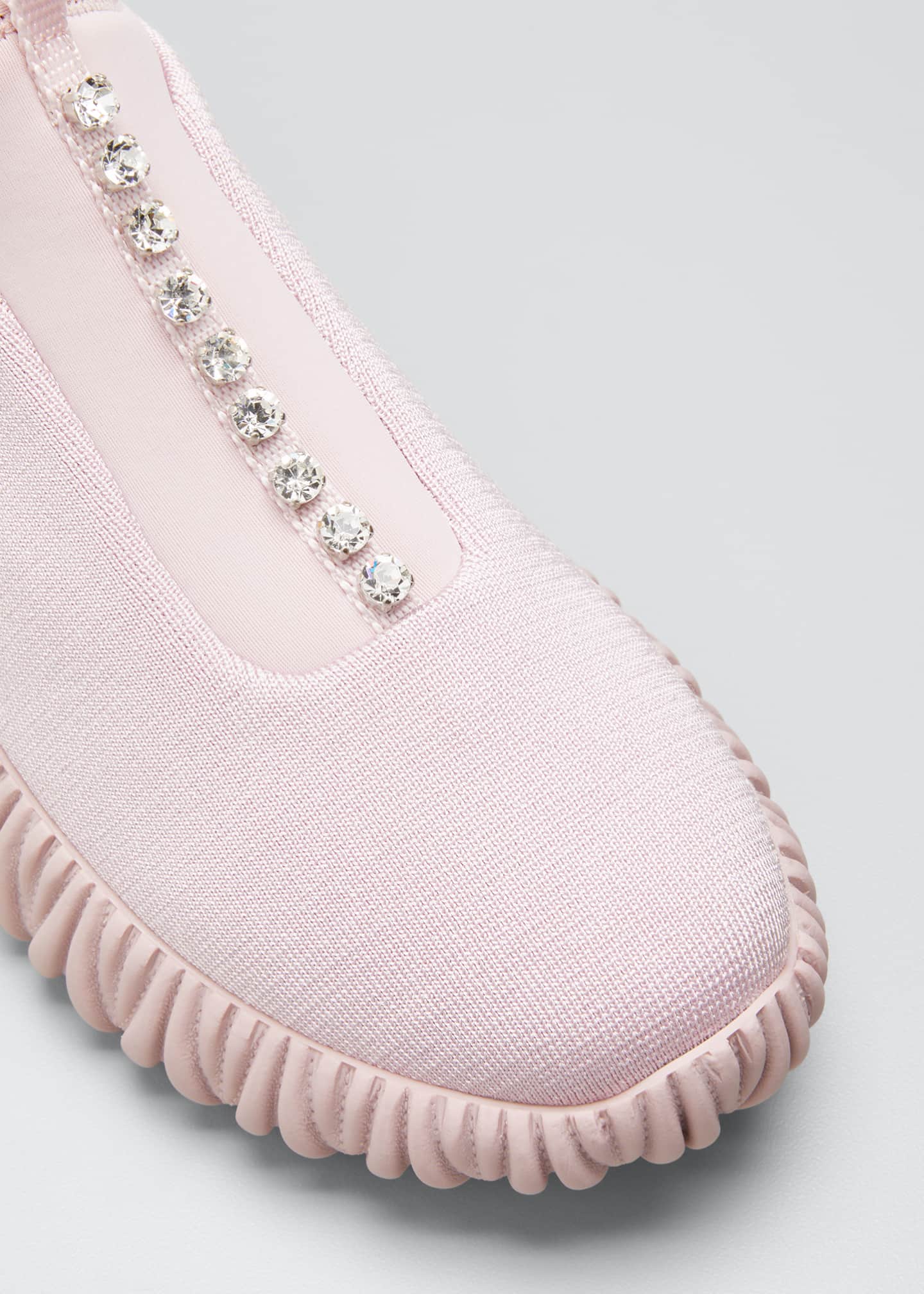 Miu Miu Crystal Embellished Stretch Knit Slip On Sneakers Bergdorf Goodman