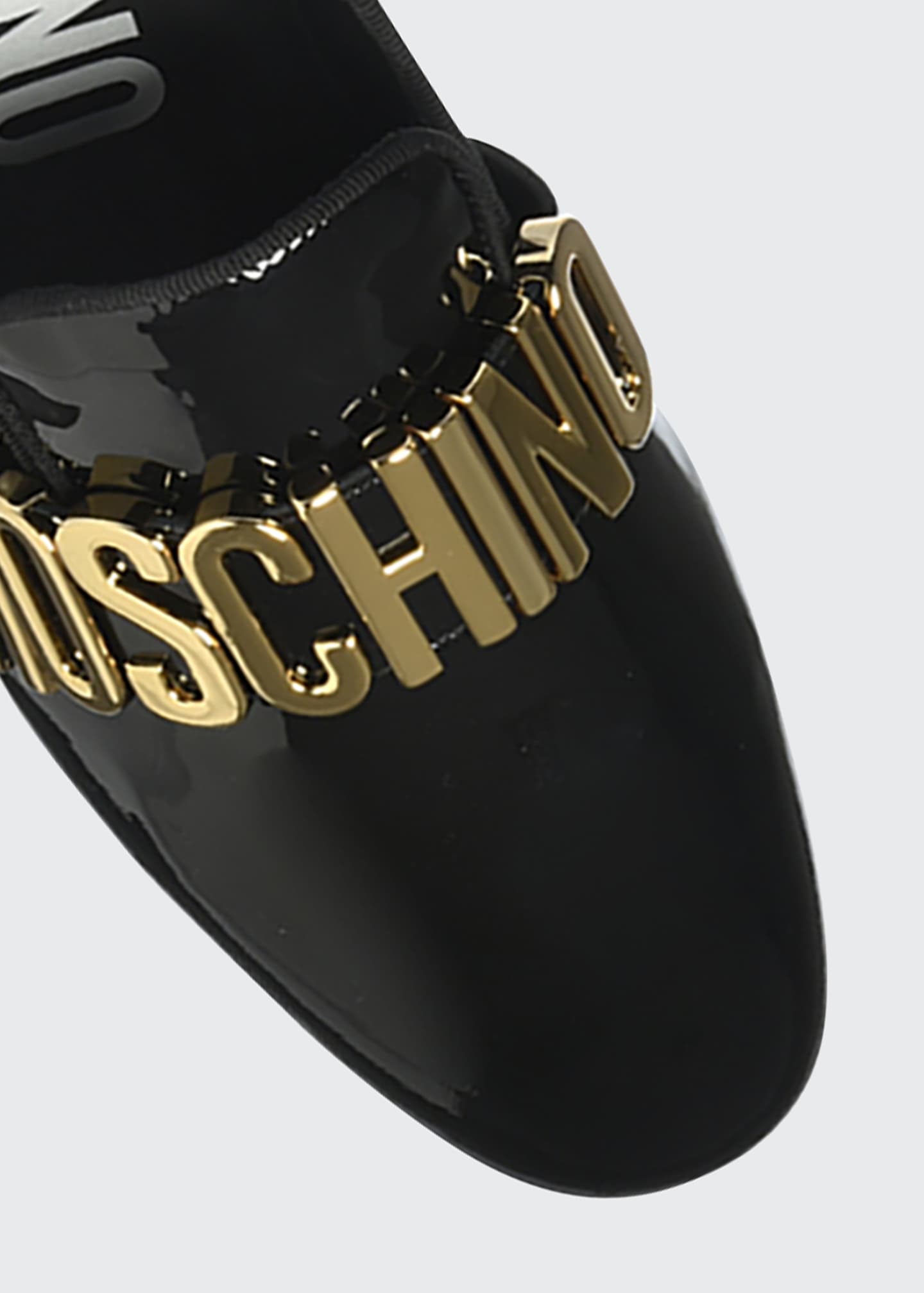 Moschino Men's Metal Logo-Strap Patent Slip-Ons - Bergdorf Goodman