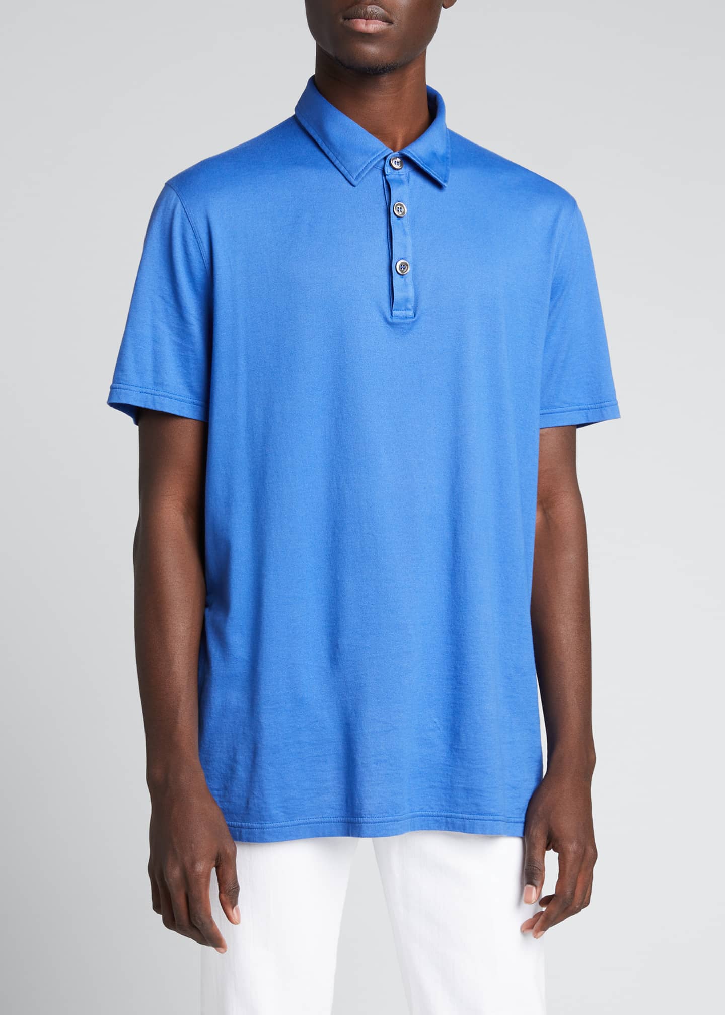 Kiton Men's Capri Solid Cotton-Cashmere Polo Shirt - Bergdorf Goodman