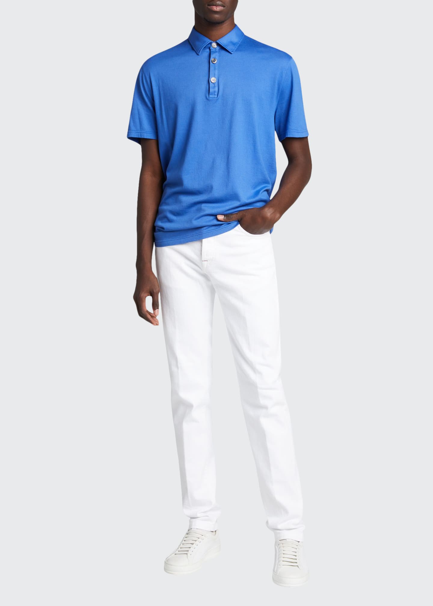 Kiton Men's Capri Solid Cotton-Cashmere Polo Shirt - Bergdorf Goodman