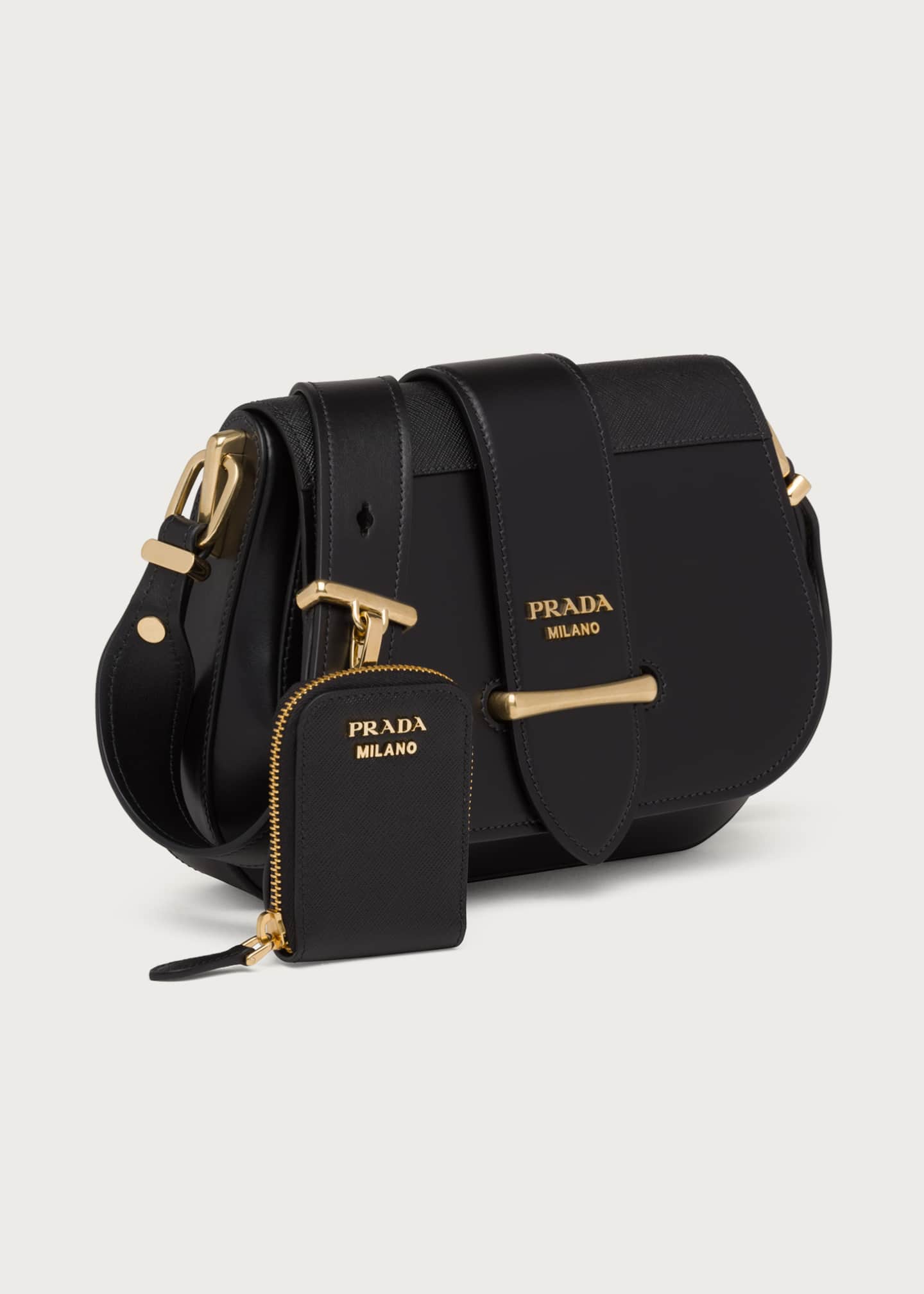 Prada City Calf Leather Crossbody Bag with Zip Pouch - Bergdorf Goodman