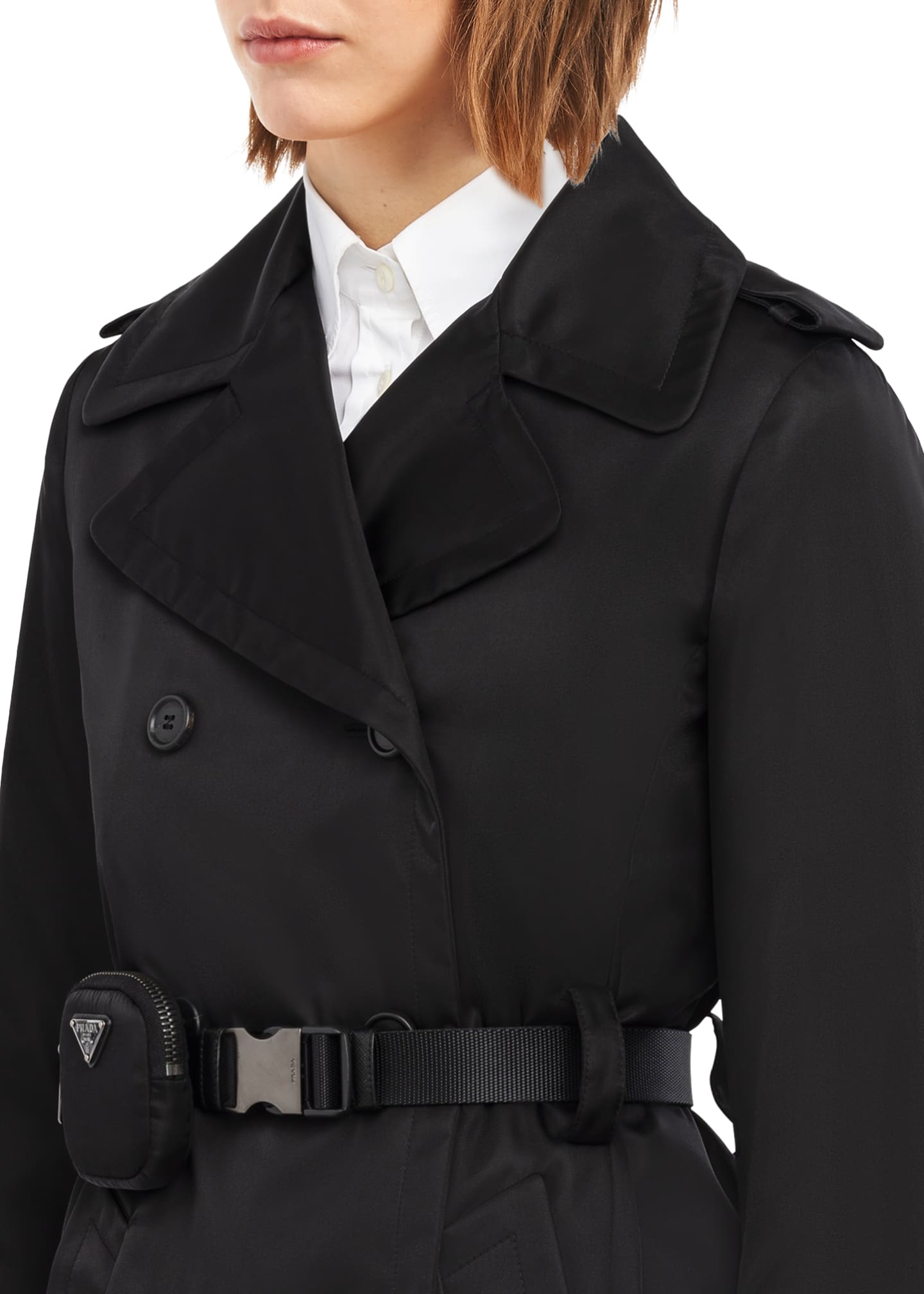 Prada Double-Breasted Re-Nylon Gabardine Raincoat - Bergdorf Goodman