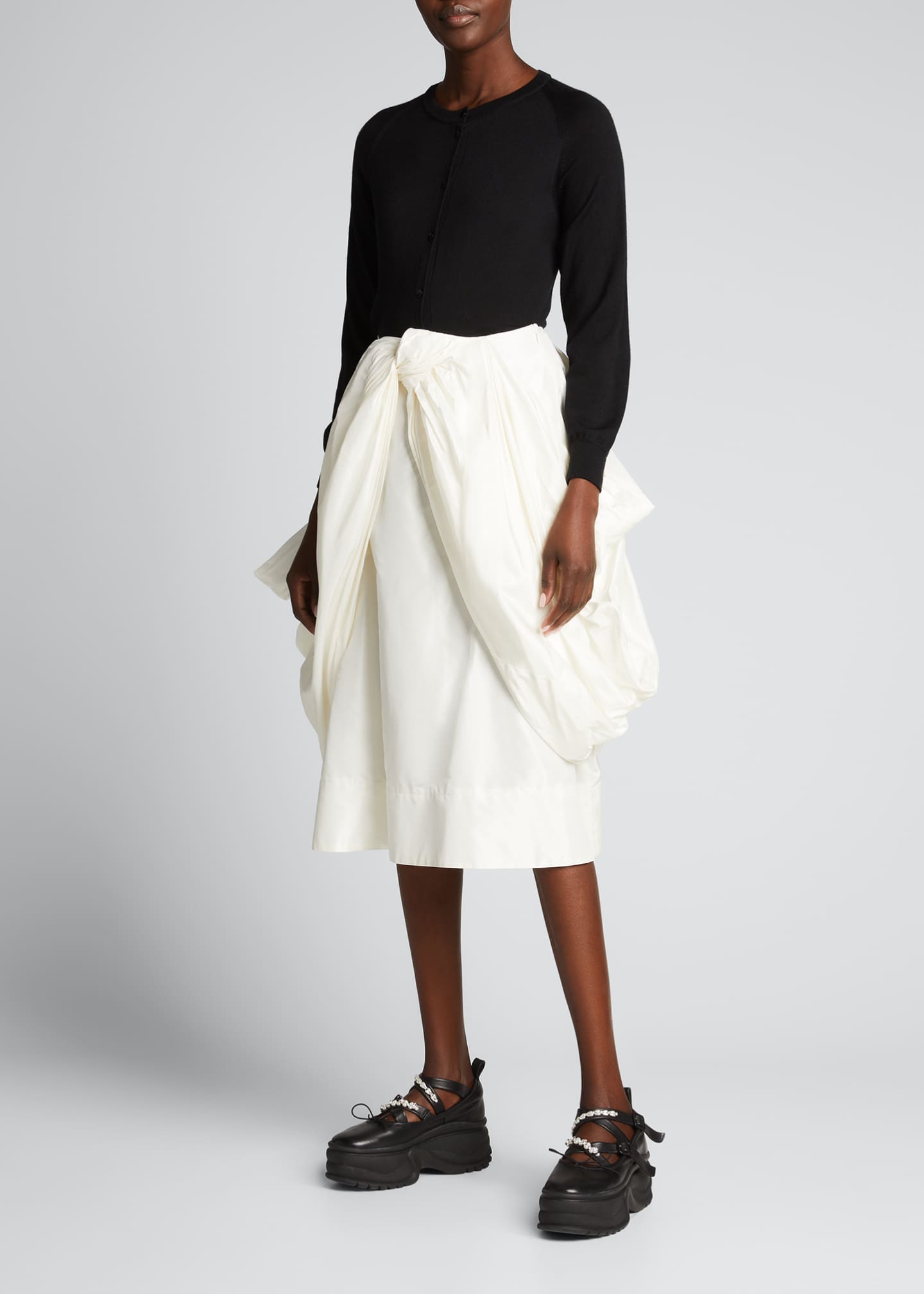 Simone Rocha Bow Draped Silk Midi Skirt - Bergdorf Goodman