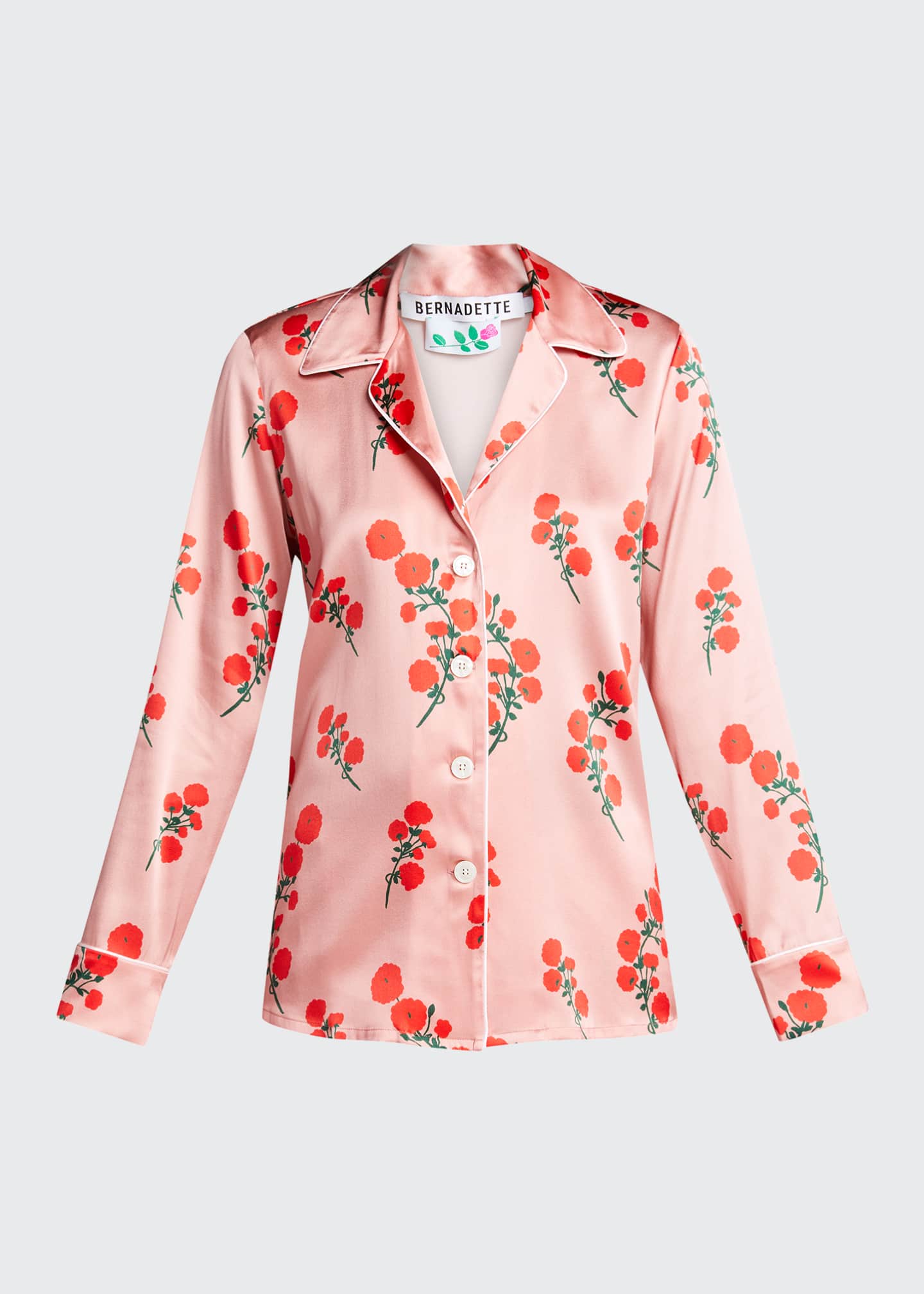 BERNADETTE Floral-Print Silk Charmeuse Pajama Set - Bergdorf Goodman