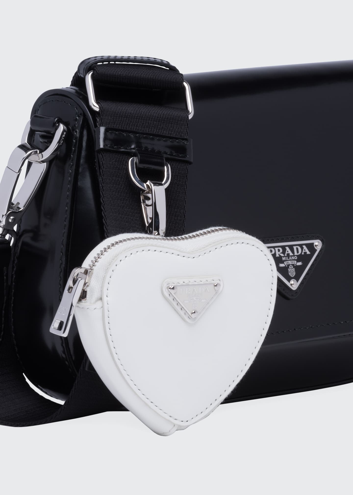Prada Spazzolato Metallic Heart Trick Zip Charm - Bergdorf Goodman