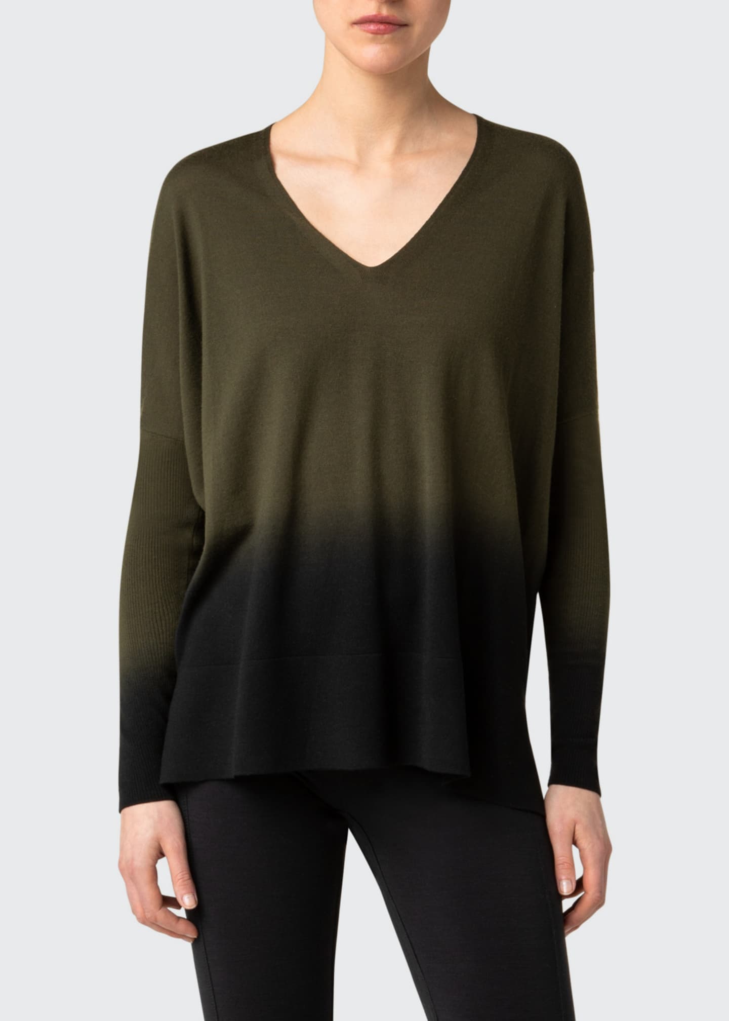 Akris punto Dip-Dye V-Neck Wool Sweater - Bergdorf Goodman