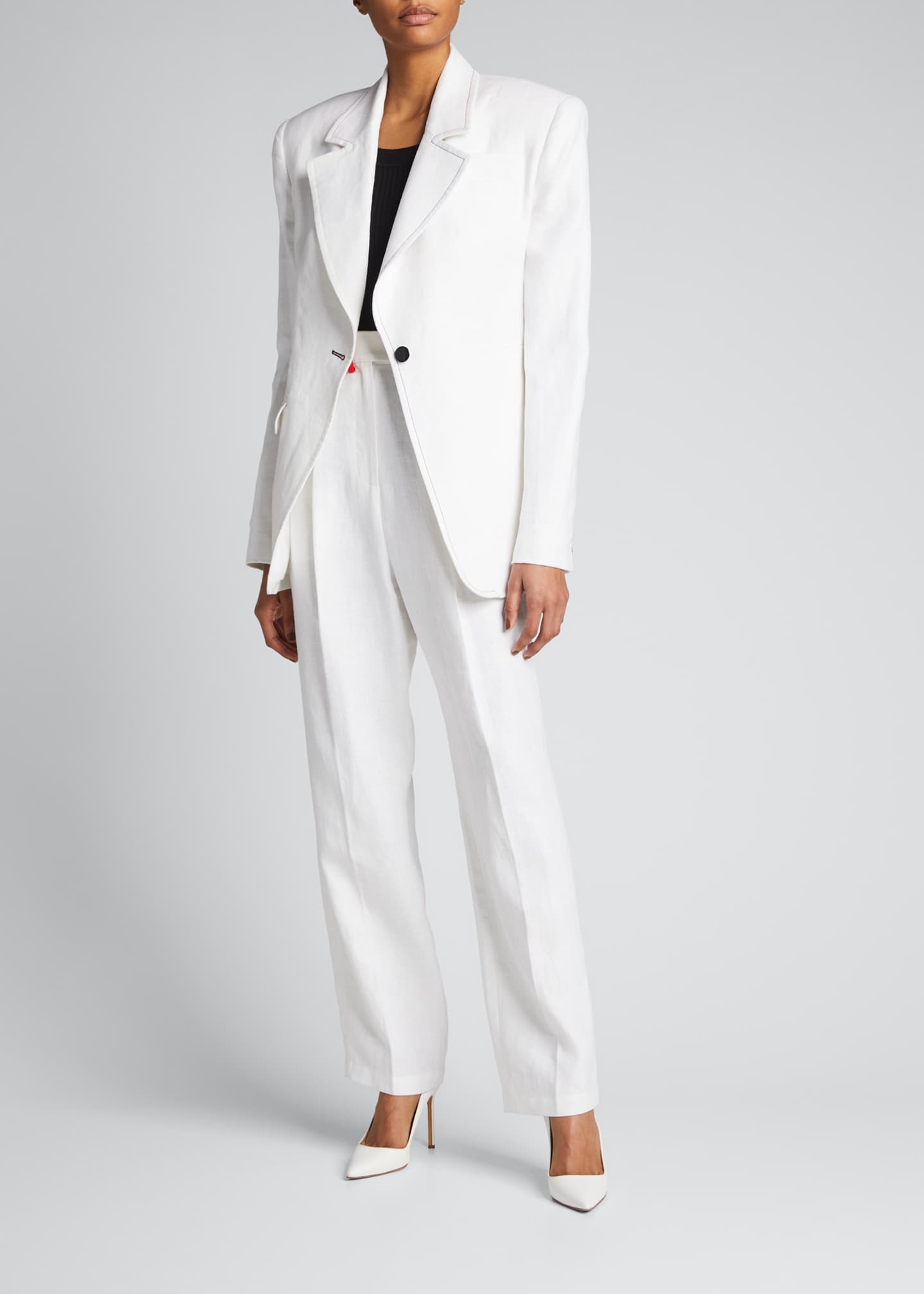 CHRISTOPHER JOHN ROGERS Single-Button Linen Suit Jacket - Bergdorf Goodman