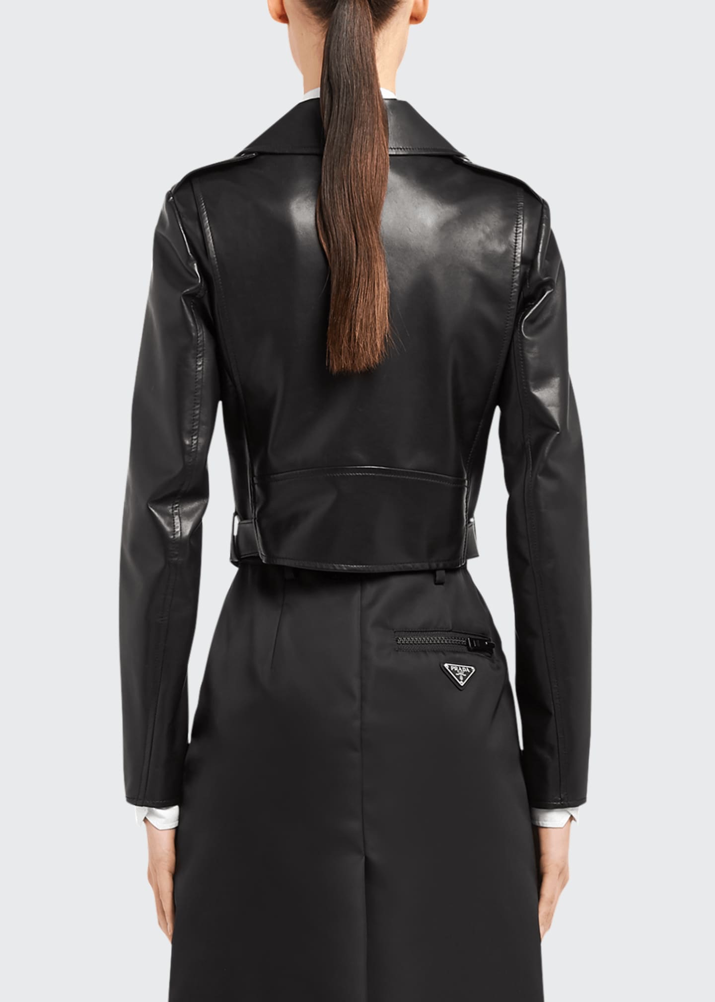 Prada Cropped Lamb Leather Moto Jacket - Bergdorf Goodman