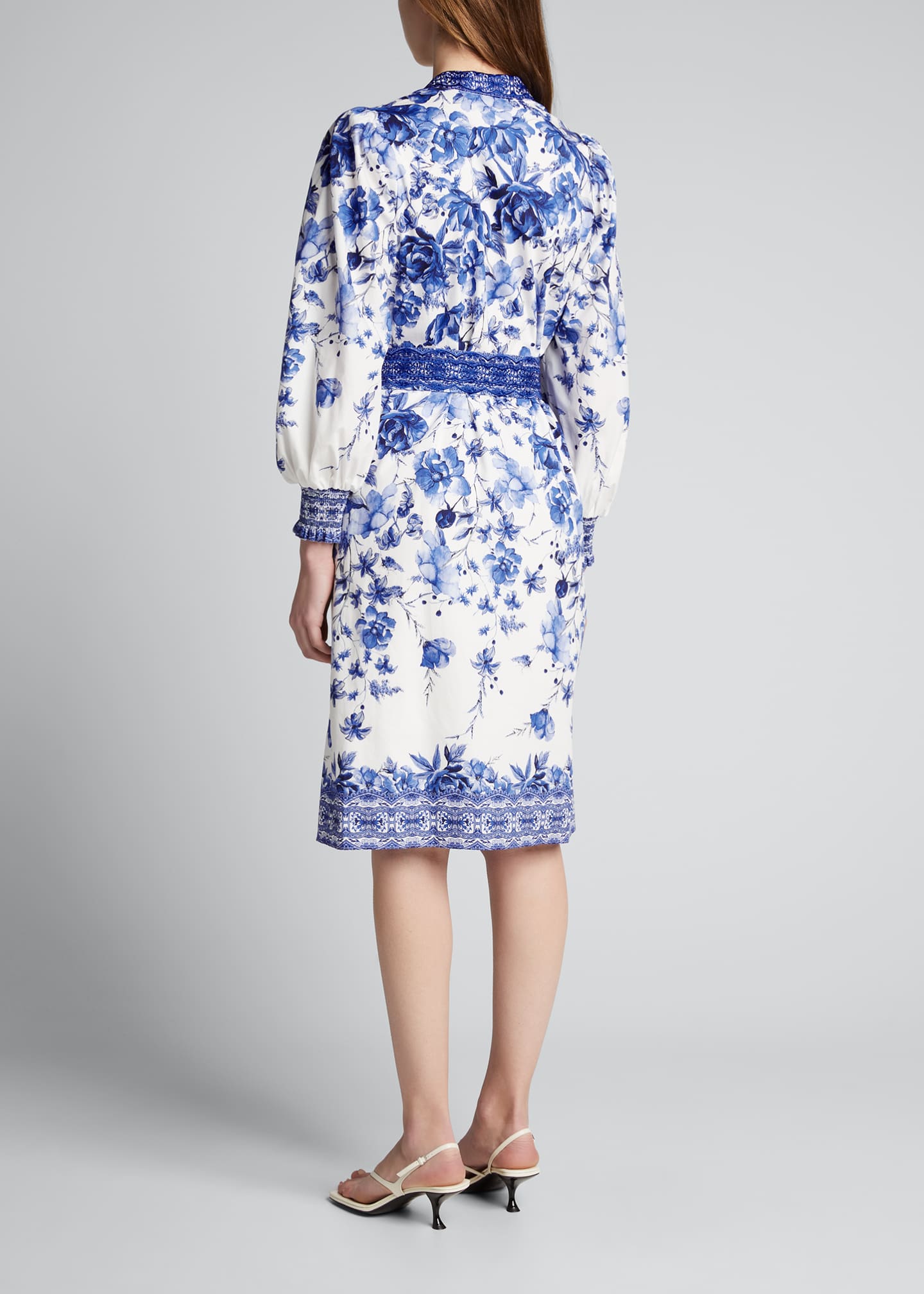 Alice + Olivia Shanley Button-Front Midi Dress with Waist Ties ...