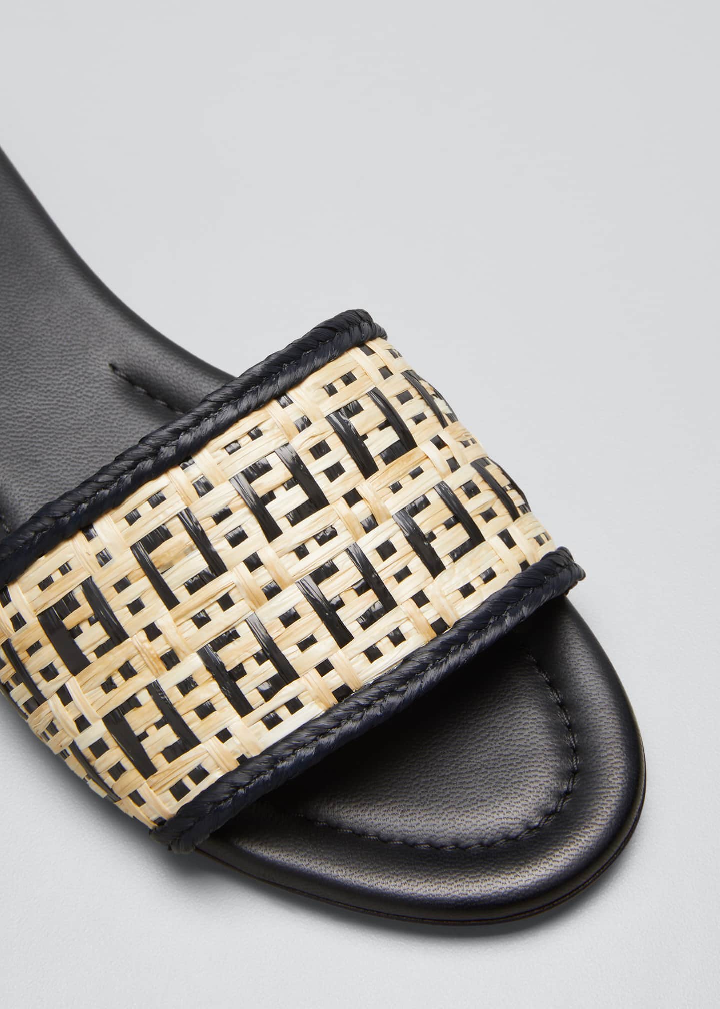 Fendi FF Monogram Raffia Flat Sandals - Bergdorf Goodman