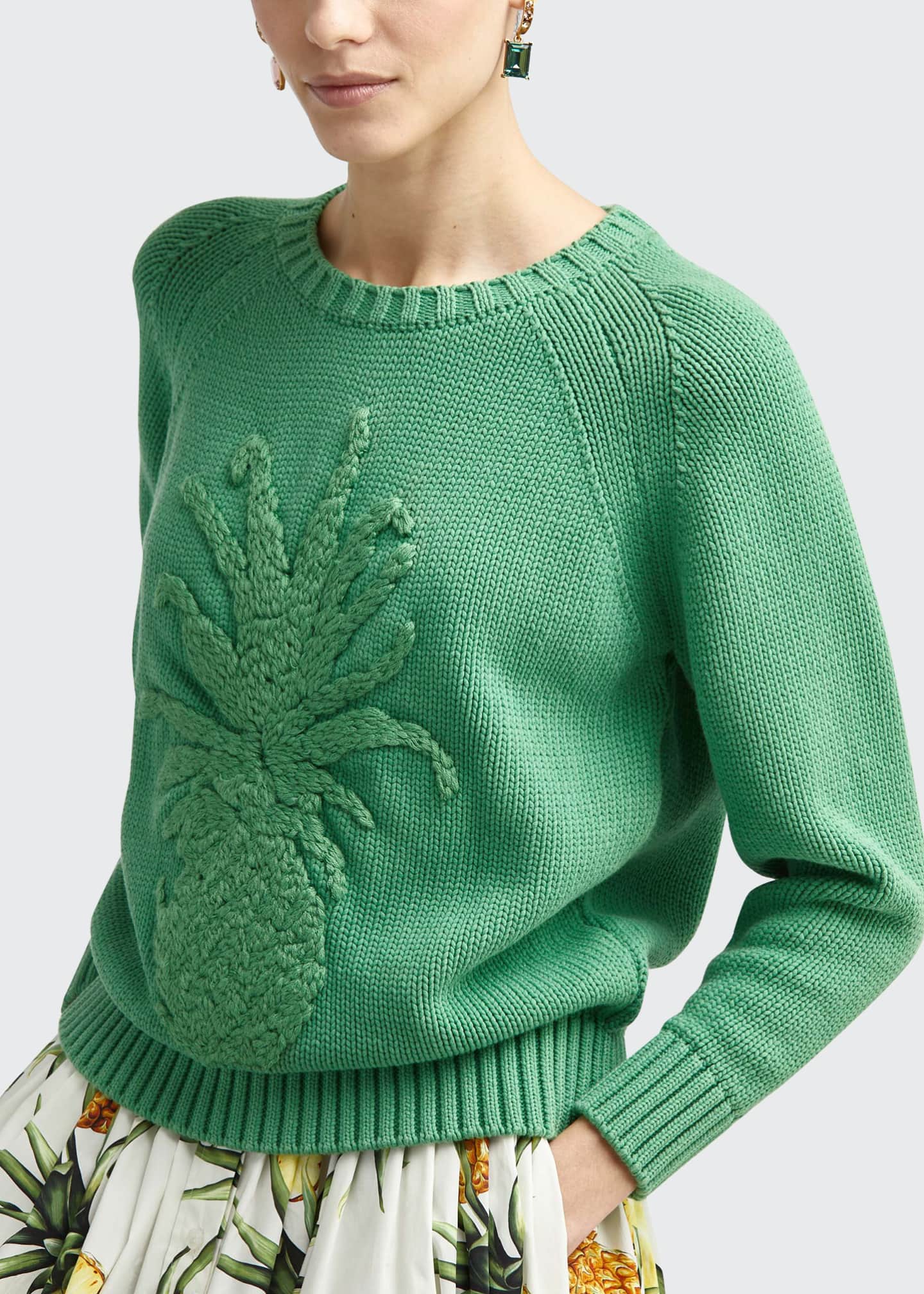 Oscar De La Renta Embroidered Knit Sweater Bergdorf Goodman
