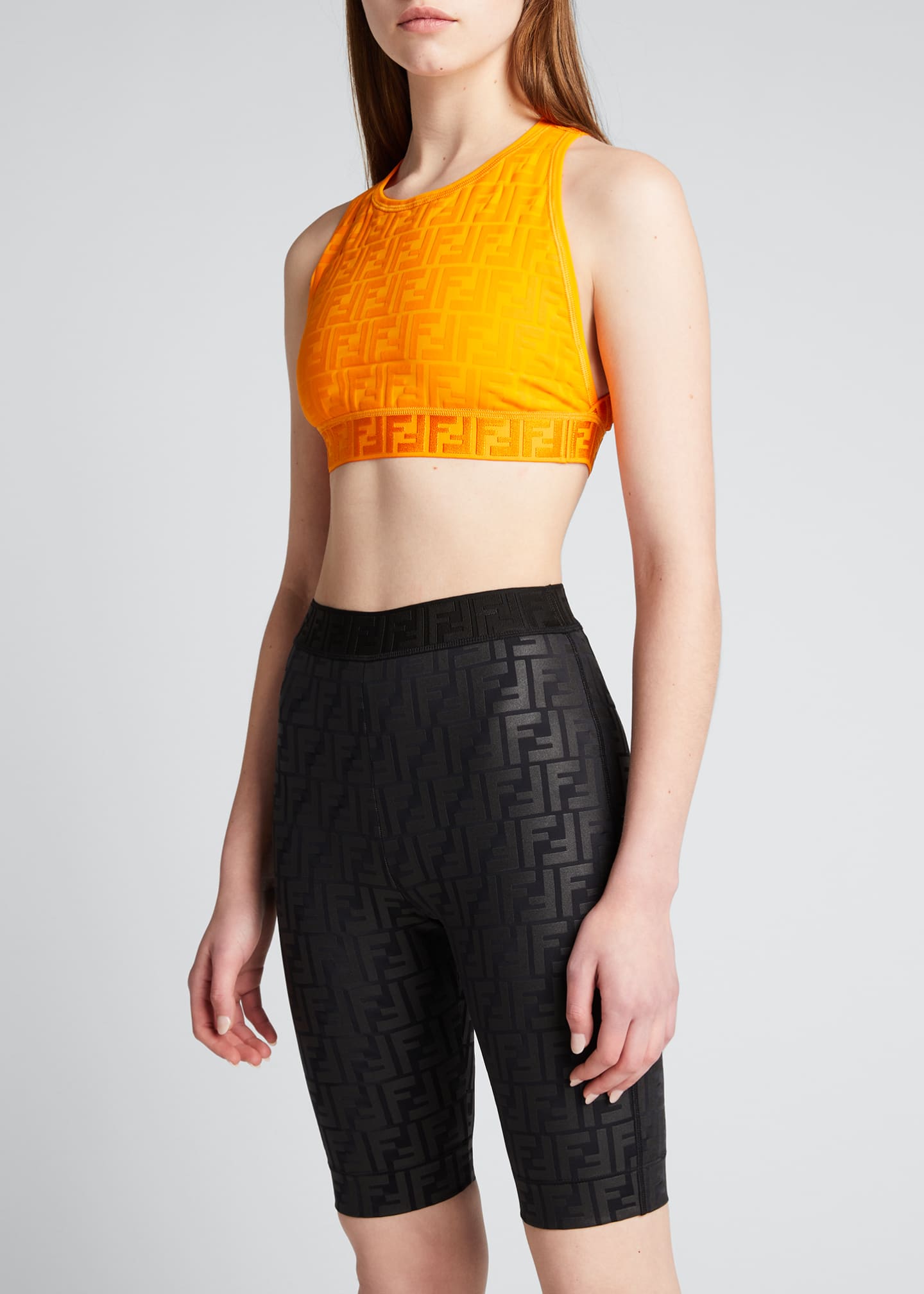 Fendi Fendirama Embossed Sports Bra - Bergdorf Goodman