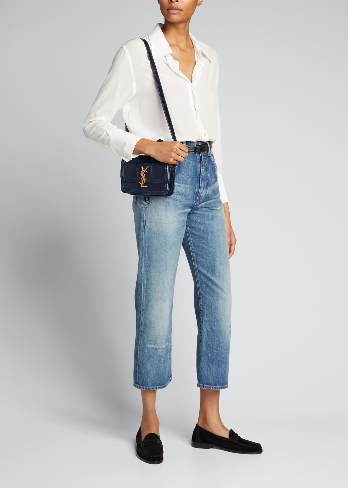 Saint Laurent Solferino Small YSL Snakeskin Shoulder bag - Bergdorf Goodman