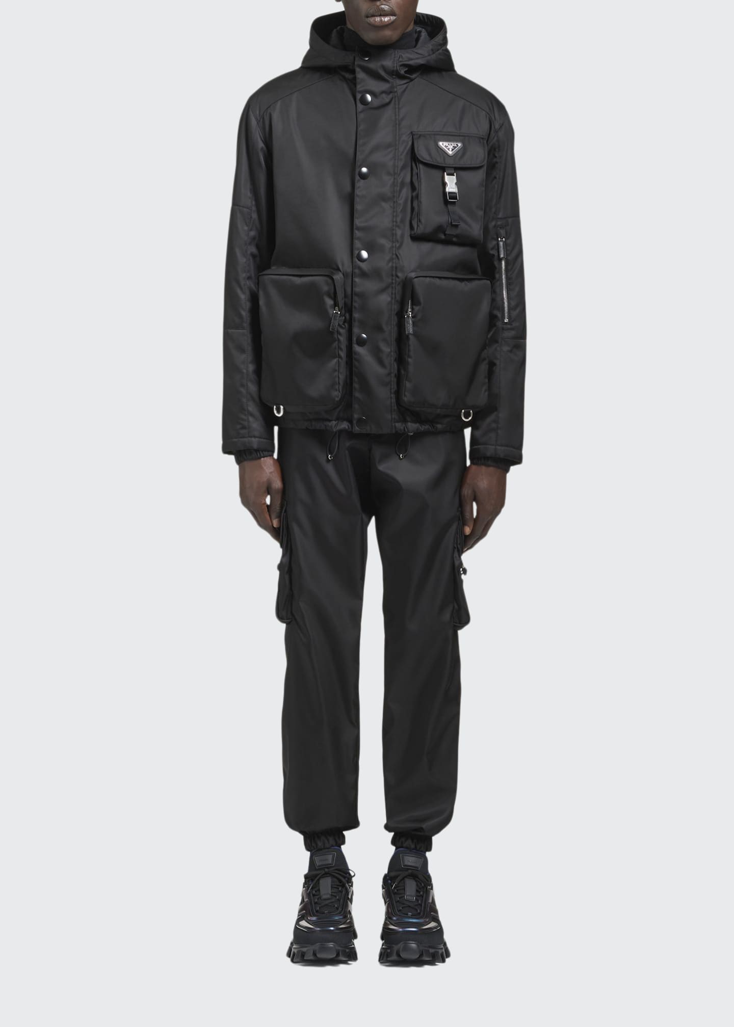 Prada Men's Re-Nylon Hooded Cargo Jacket - Bergdorf Goodman