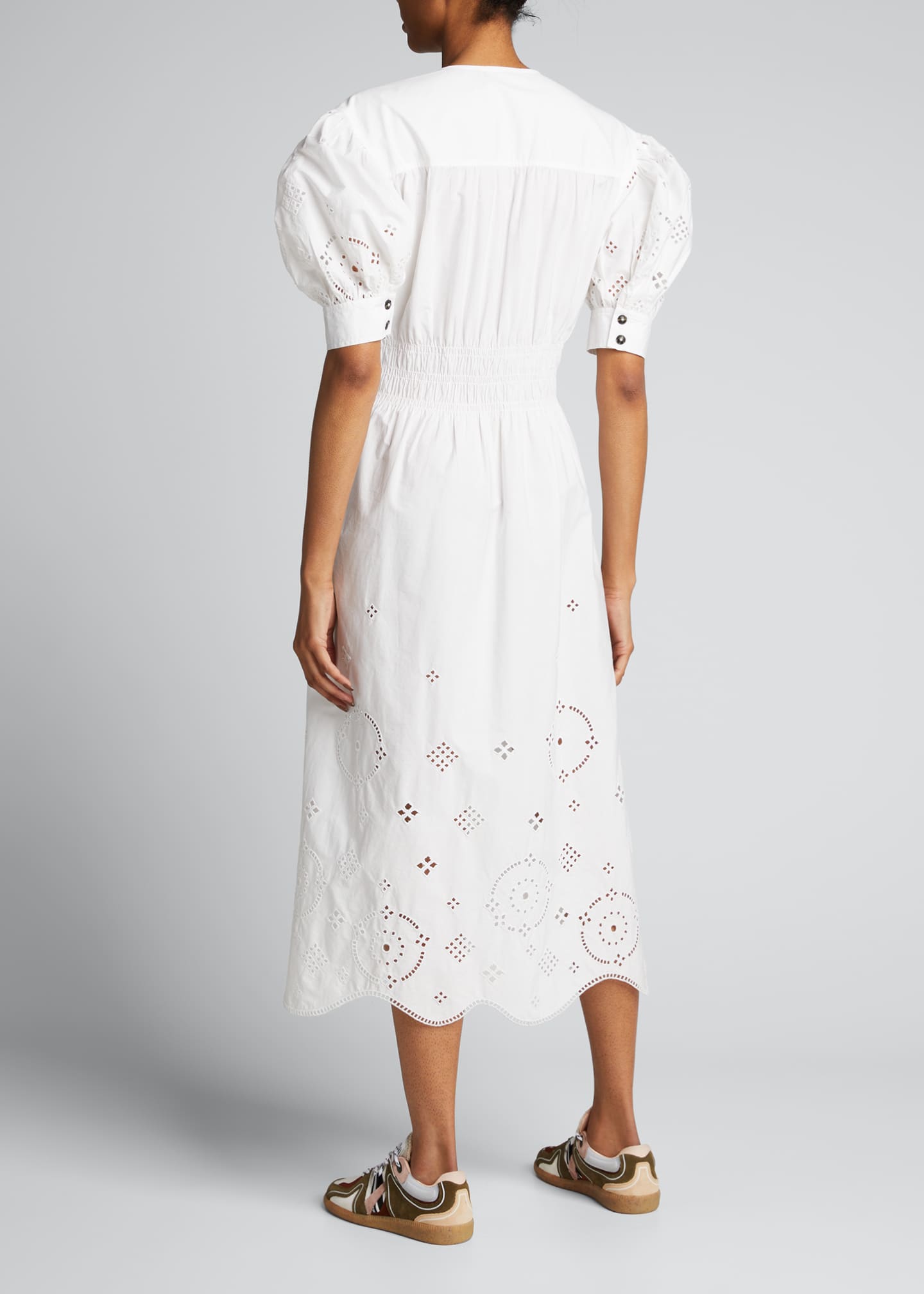 Ganni Broderie Anglaise Organic Cotton Midi Dress Bergdorf Goodman