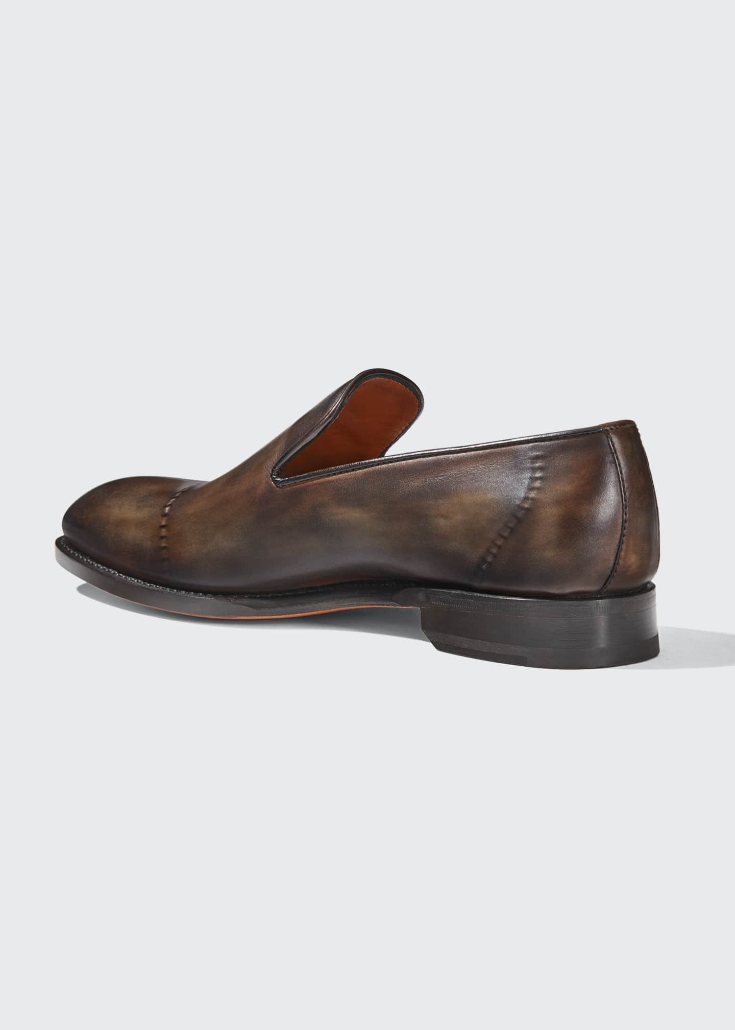 Bontoni Men's Burnished Leather Cap-Toe Loafers - Bergdorf Goodman