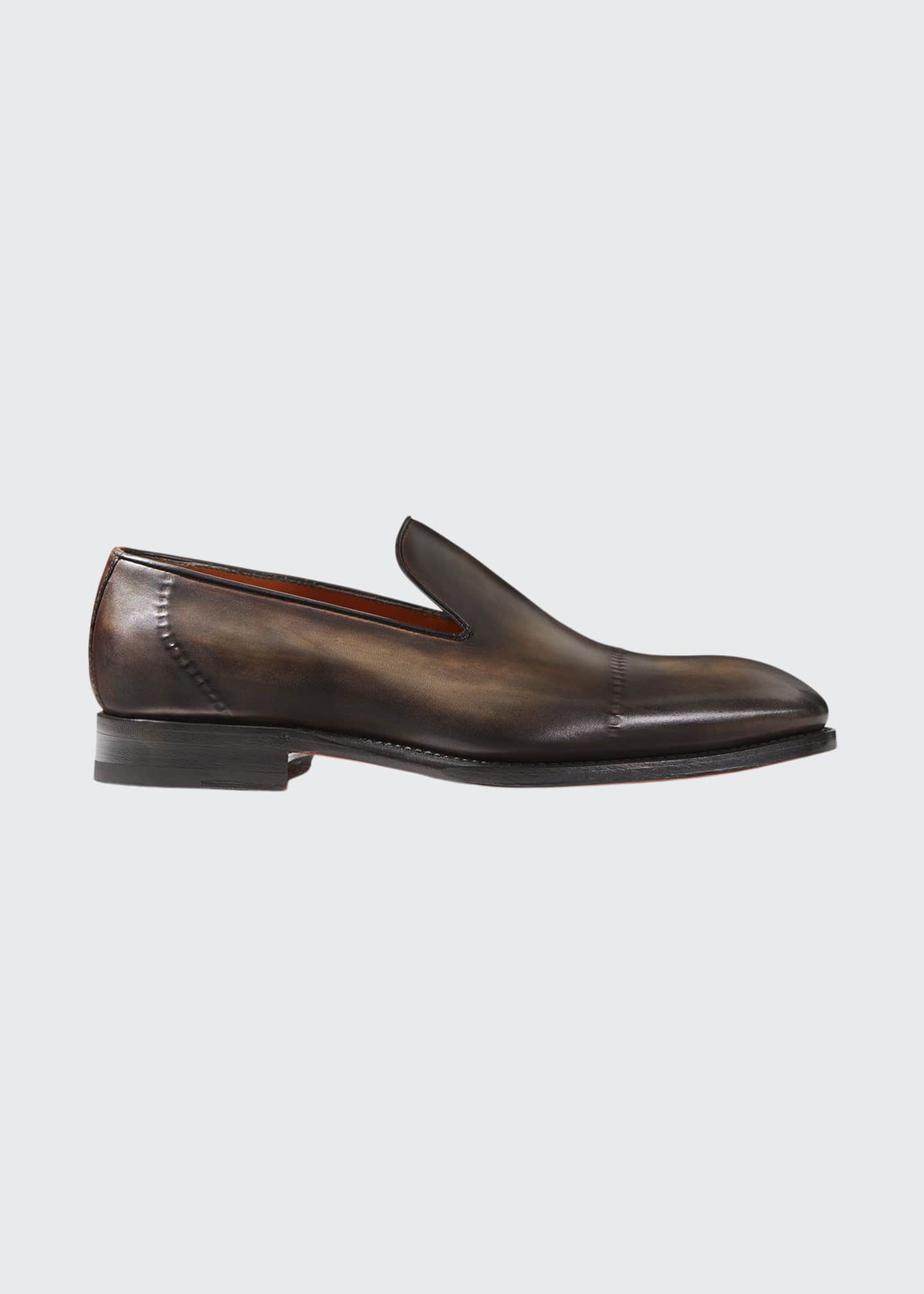 Bontoni Men's Burnished Leather Cap-Toe Loafers - Bergdorf Goodman