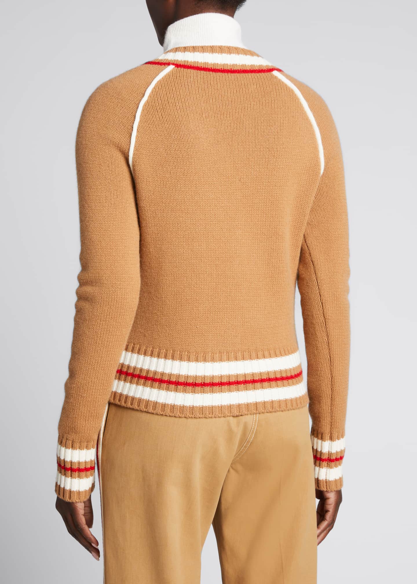 Wales Bonner Stripe-Trim Wool-Cashmere Cardigan Sweater - Bergdorf Goodman