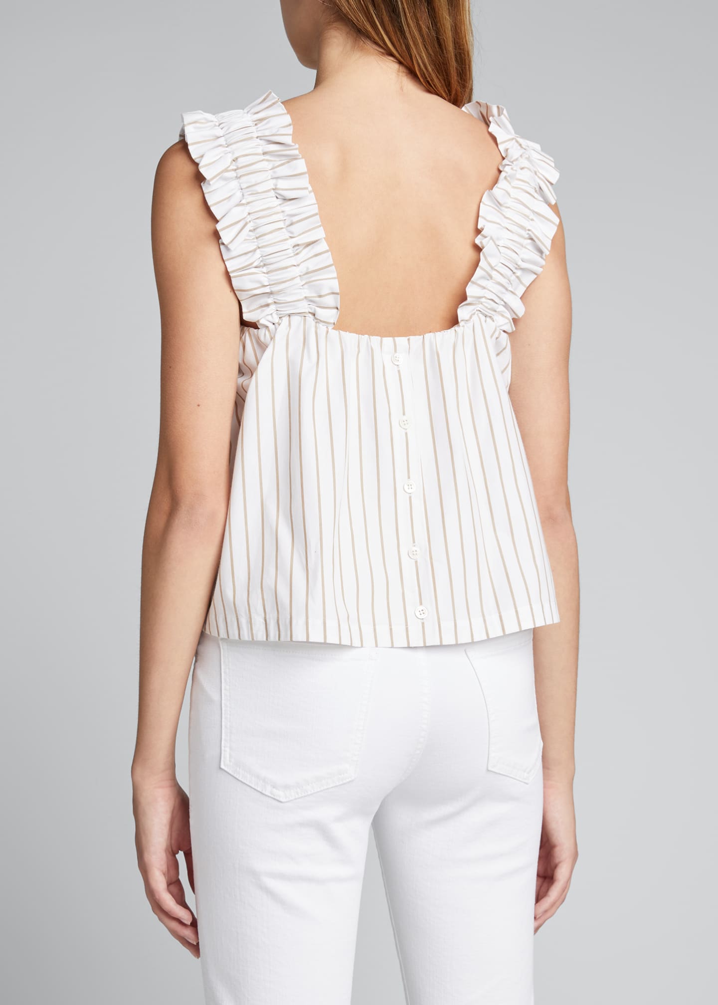 FRAME Ruffle-Strap Cotton Tank - Bergdorf Goodman