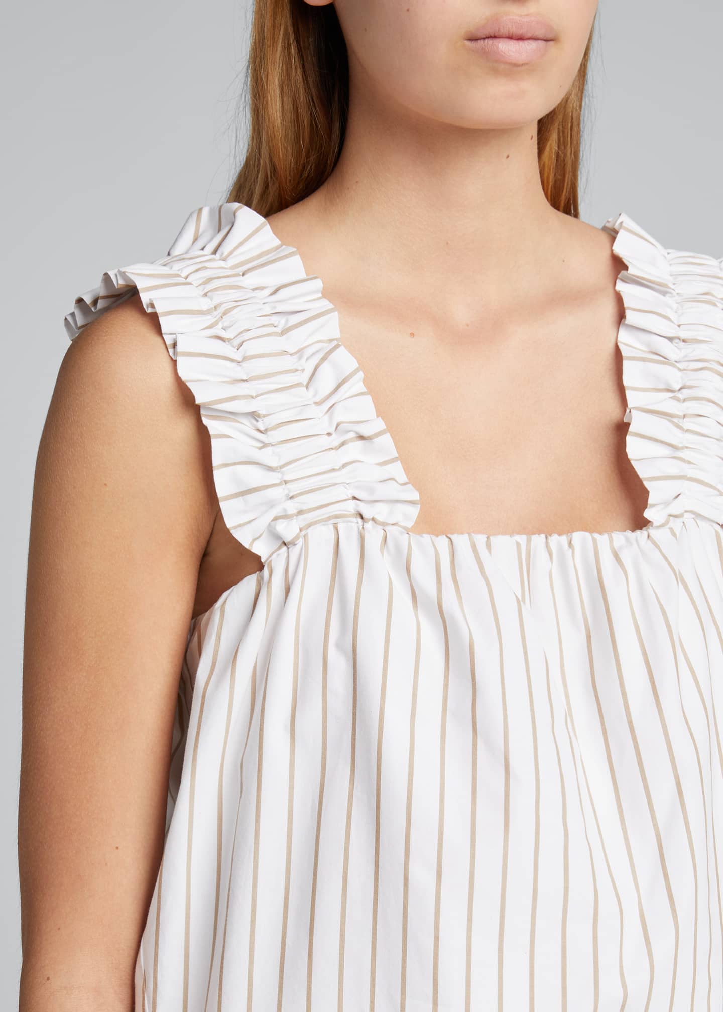 FRAME Ruffle-Strap Cotton Tank - Bergdorf Goodman