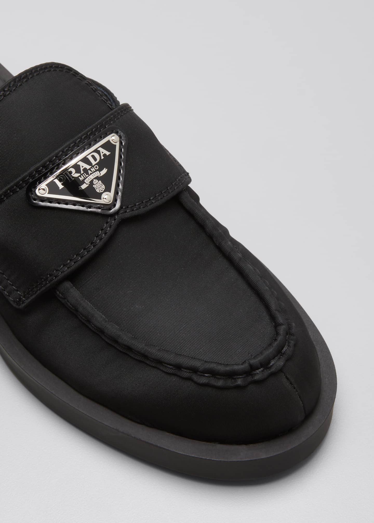 Prada Nylon Sabot Loafer Logo Mules - Bergdorf Goodman