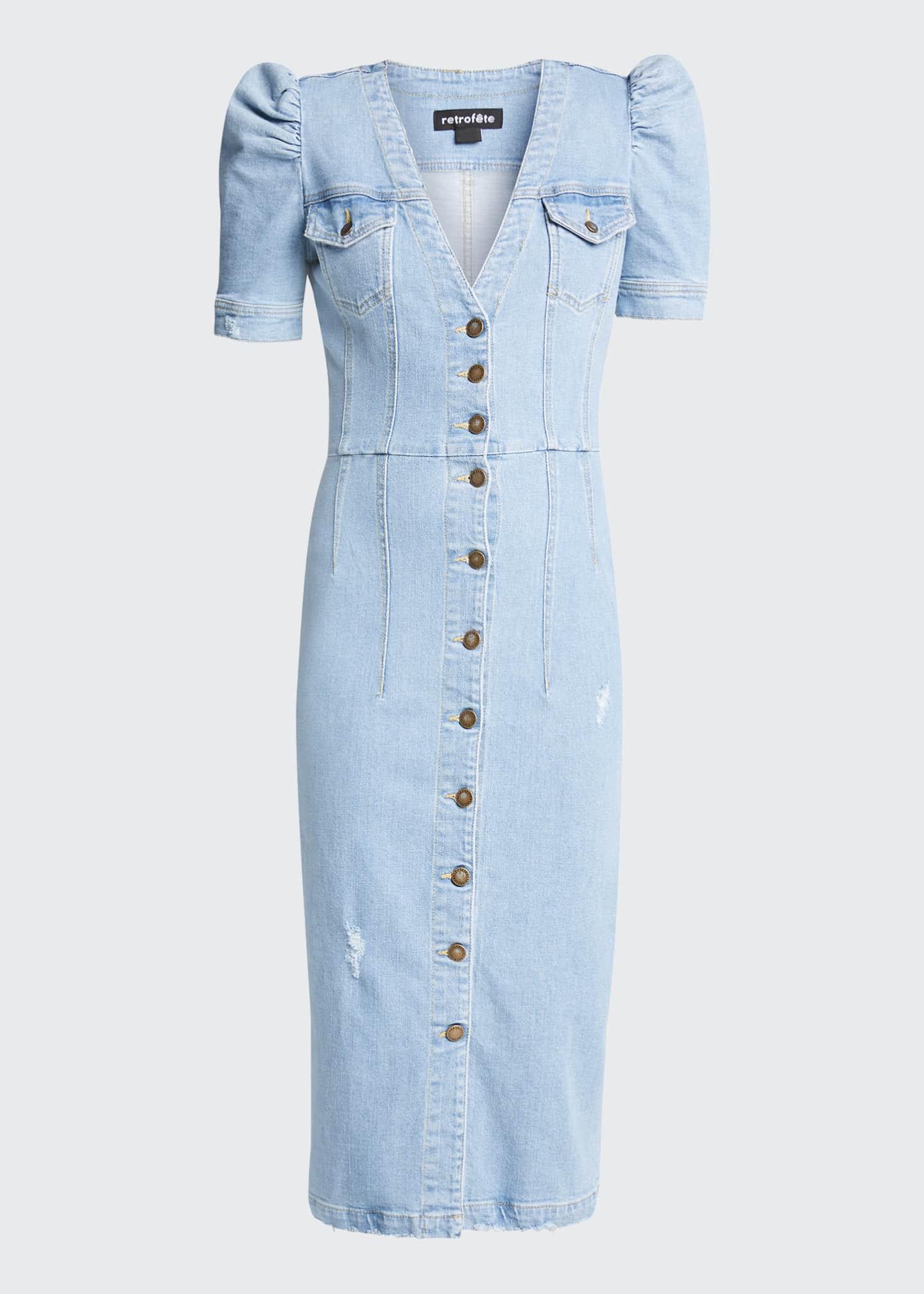 Retrofete Annie Button-Front Denim Dress - Bergdorf Goodman