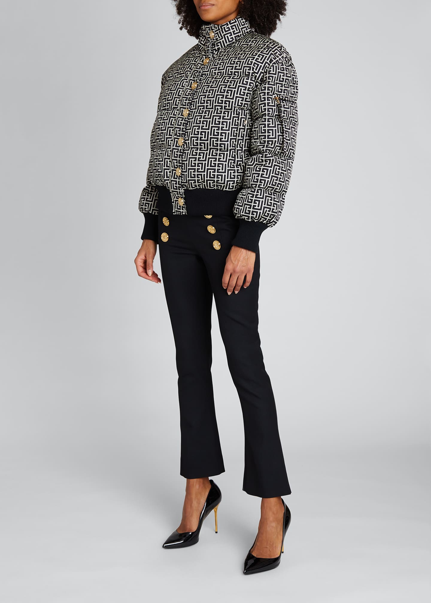 Balmain Monogram Cropped Puffer Jacket - Bergdorf Goodman