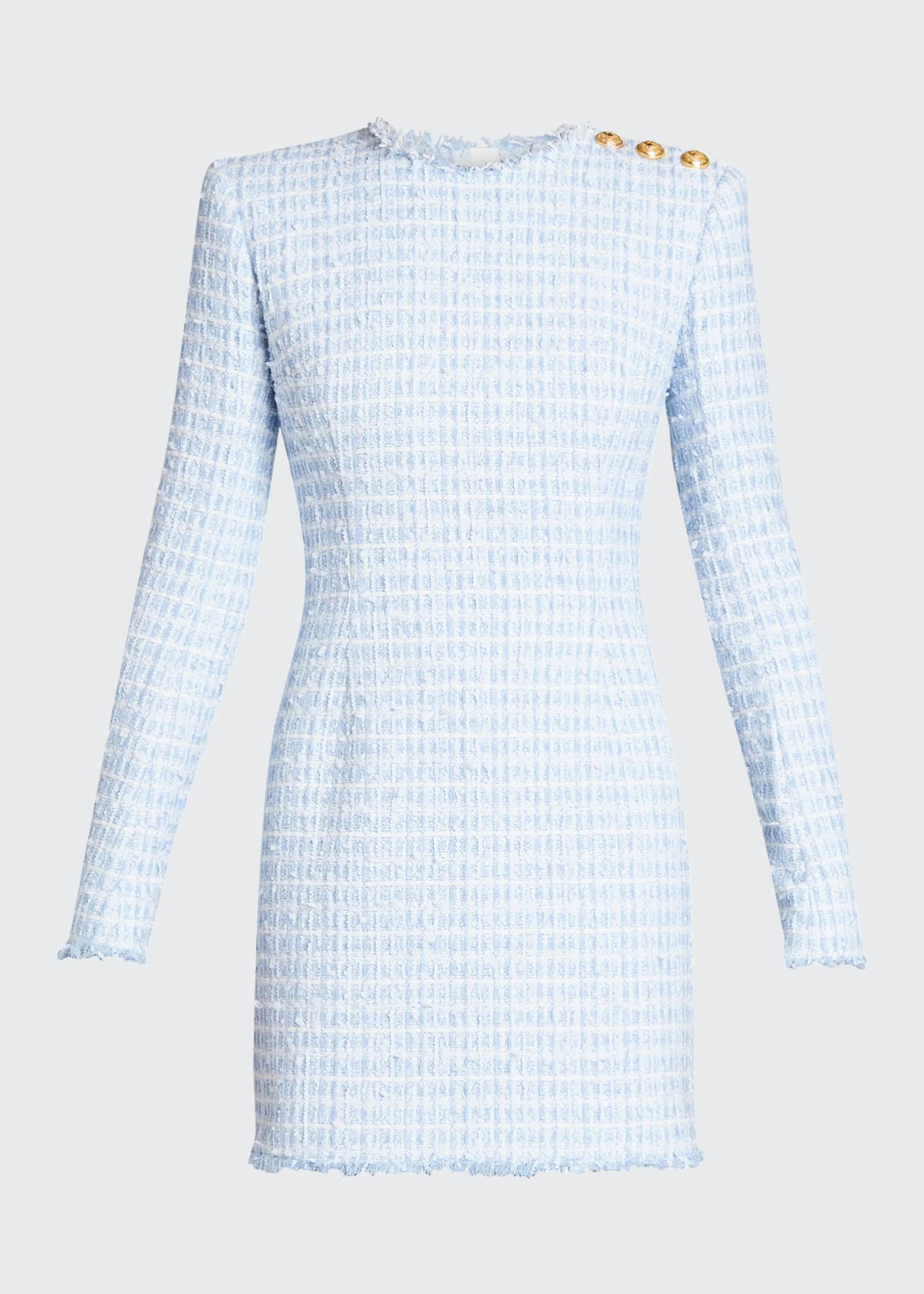 Balmain 3-Button Detail Tweed Mini Dress - Bergdorf Goodman