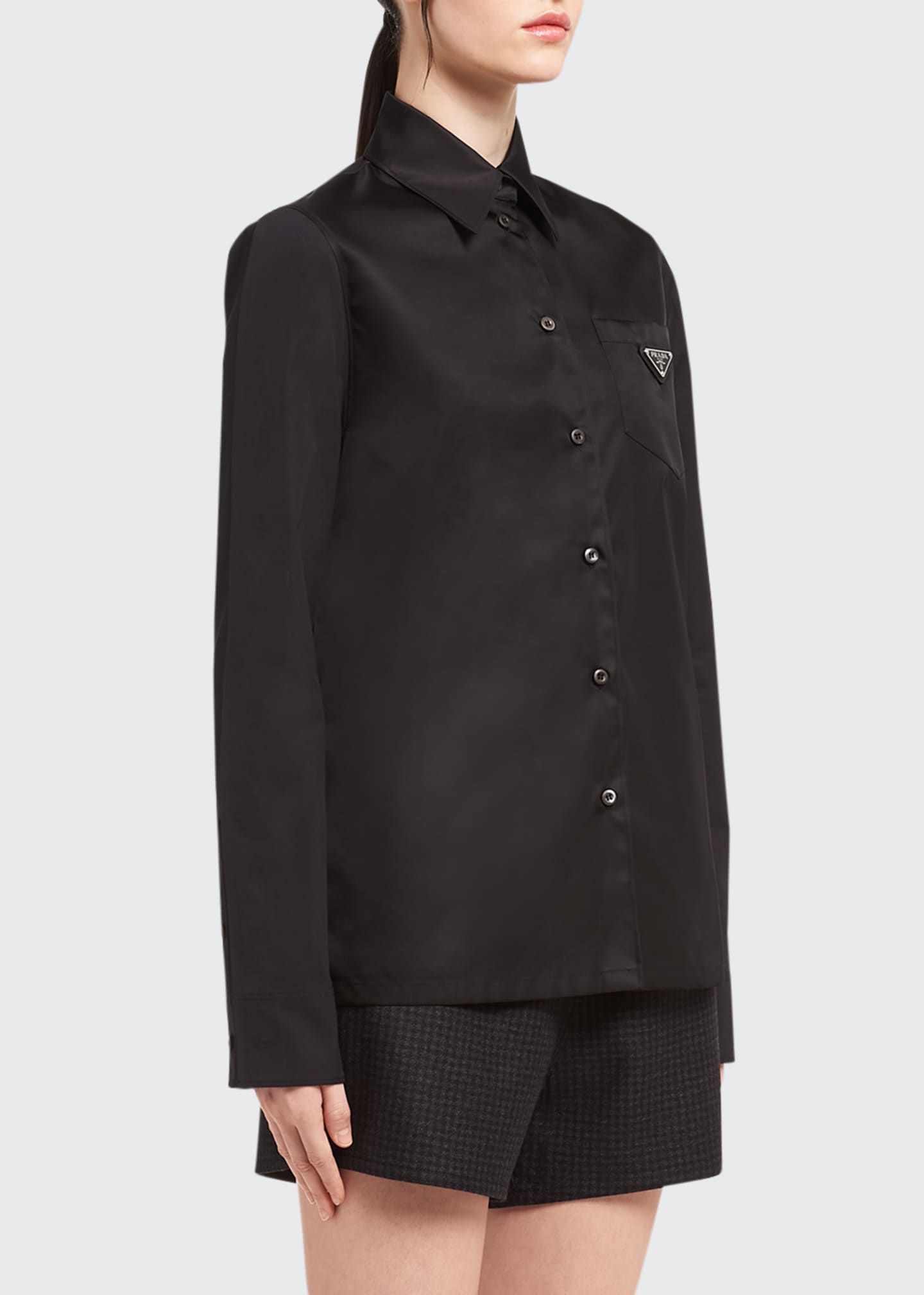 Prada Popeline Re-Nylon Button-Up Shirt - Bergdorf Goodman