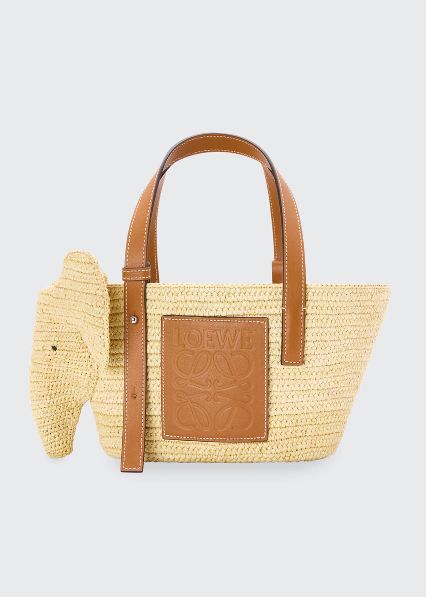 Loewe Elephant Small Raffia Basket Tote Bag - Bergdorf Goodman