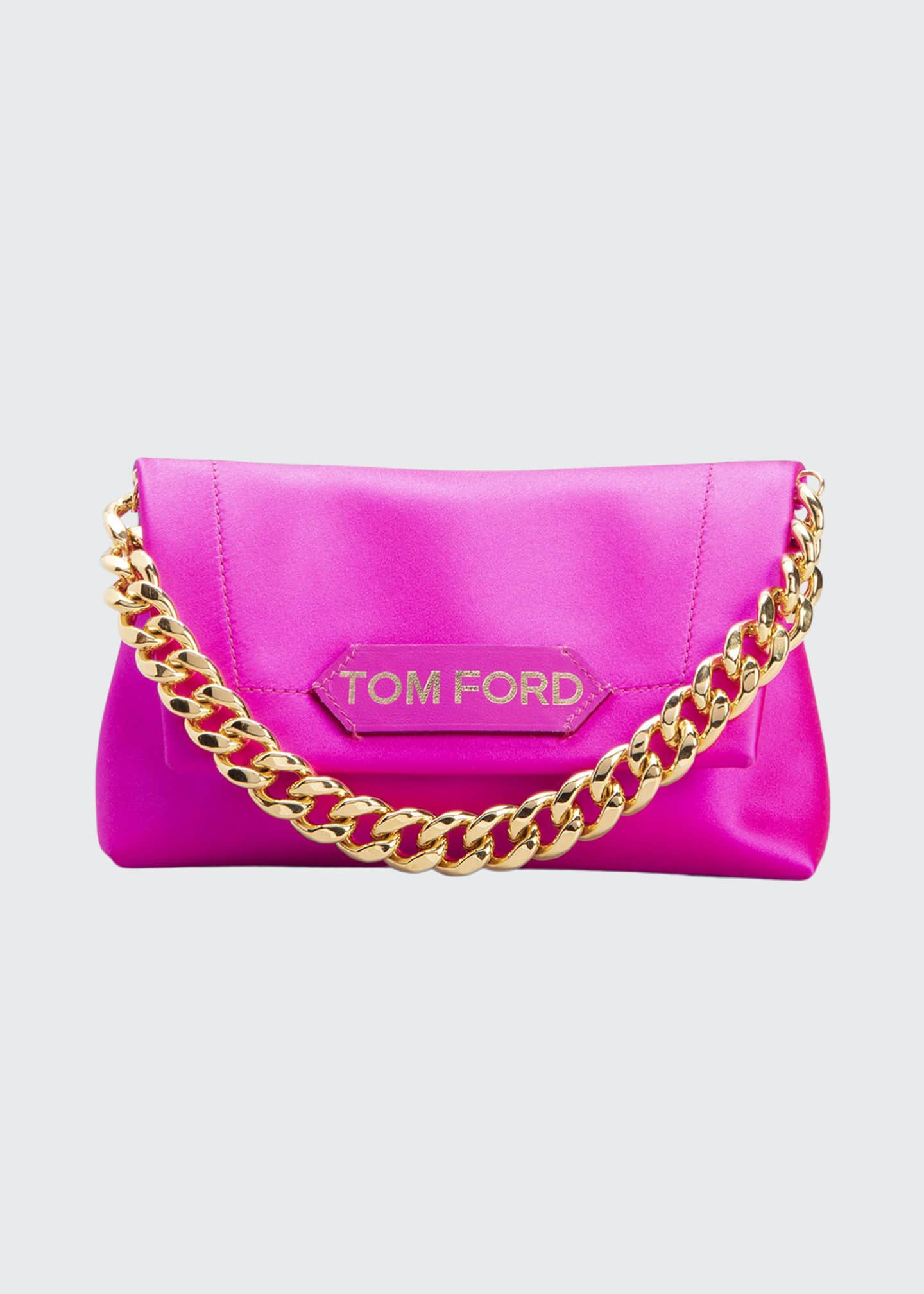 TOM FORD Label Mini Satin Chain Shoulder Bag - Bergdorf Goodman