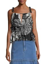 See by Chloe Sleeveless Palm-Print Ruffled Cotton Blouse and Matching ...